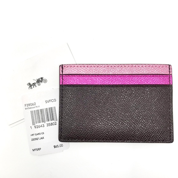 Coach | Accessories | Coach Flat Card Case Pink Metallic Heart Nwt ...